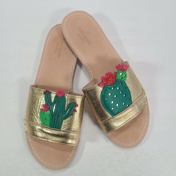 kate spade | Shoes | Kate Spade Iguana Gold Metallic Leather Cactus ...